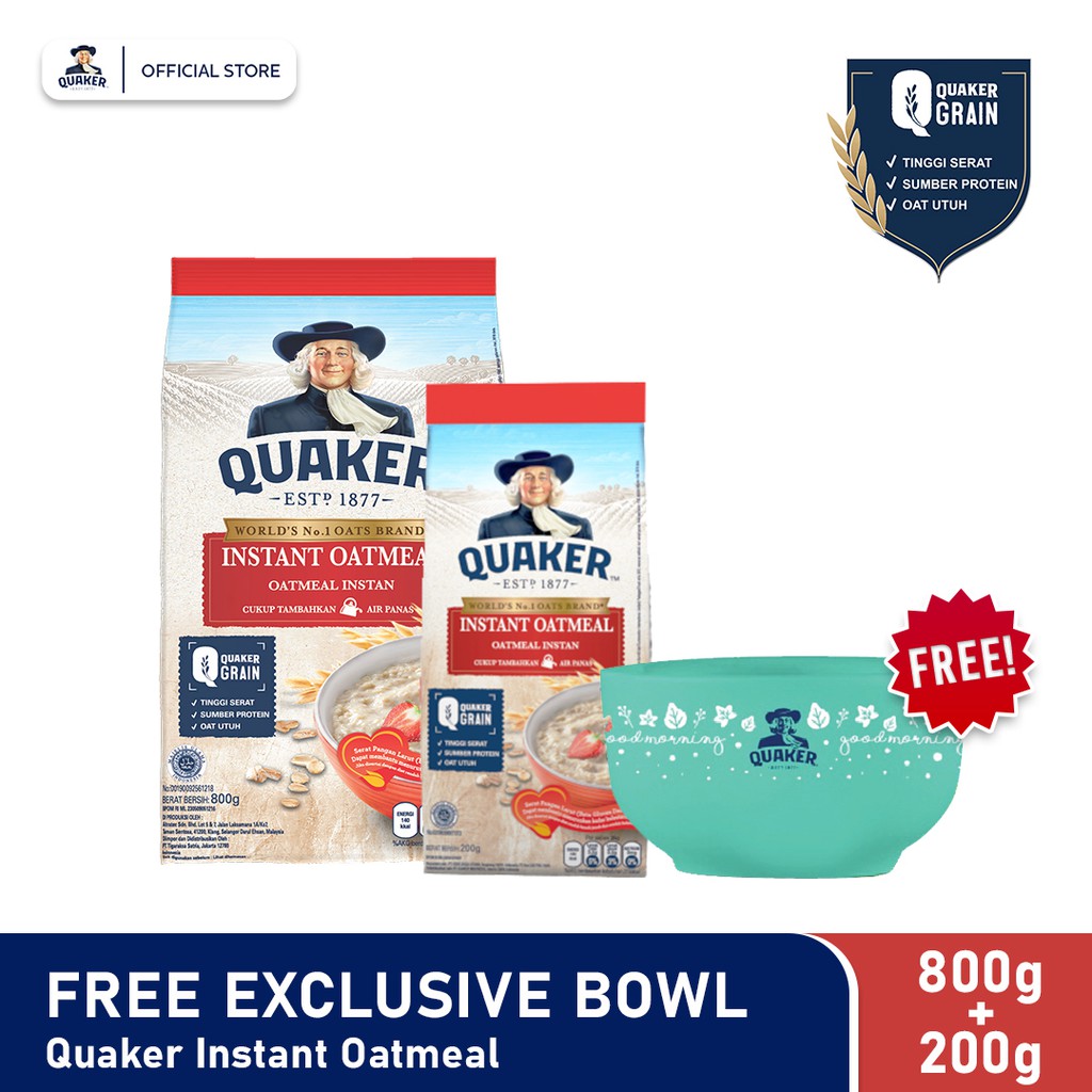 Jual Quaker Instant Oatmeal 800g + 200g Exclusive Bowl | Shopee Indonesia