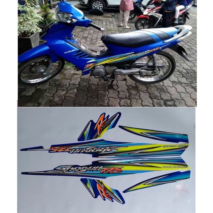Jual stiker striping shogun 125 R 2004 2005 biru | Shopee Indonesia