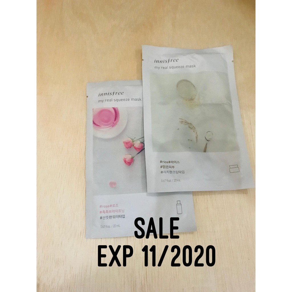 Jual INNISFREE SHEET MASK MY REAL SQUEEZE (exp 11/2020) | Shopee Indonesia
