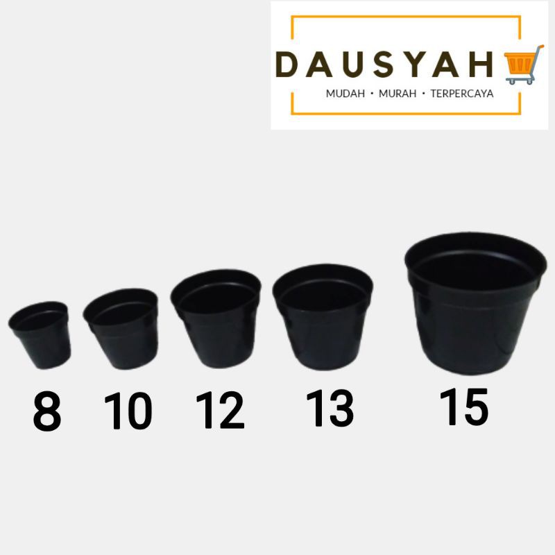 Jual Pot kecil ukuran 8 10 12 13 15 cm GBL Hitam Glossy | Shopee Indonesia