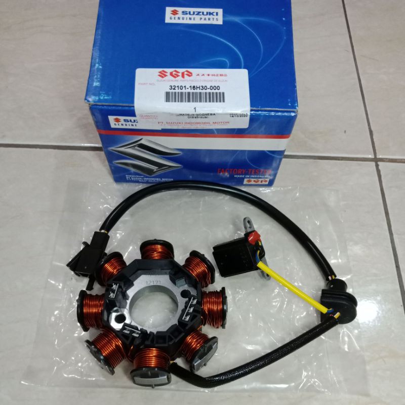 Jual SPUL SPULL STATOR SHOGUN 125 NEW SP FL RR NR ROBOT AXELO ORIGINAL ORI ASLI SUZUKI SGP 32101 ...