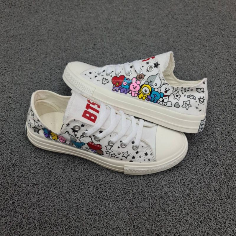 Jual SEPATU SNEAKERS CONVERSE WANITA KPOP CV BTS KARAKTER PUTIH GRADE ...