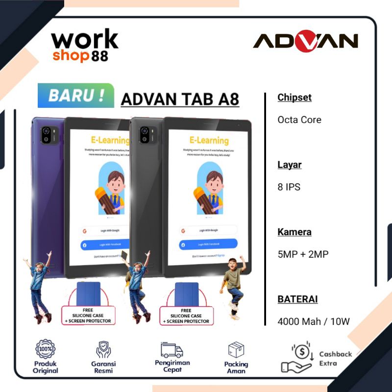Jual New Tab Advan A8 4G LTE 3GB / 32GB [ Free Clip Cover ] - Original ...