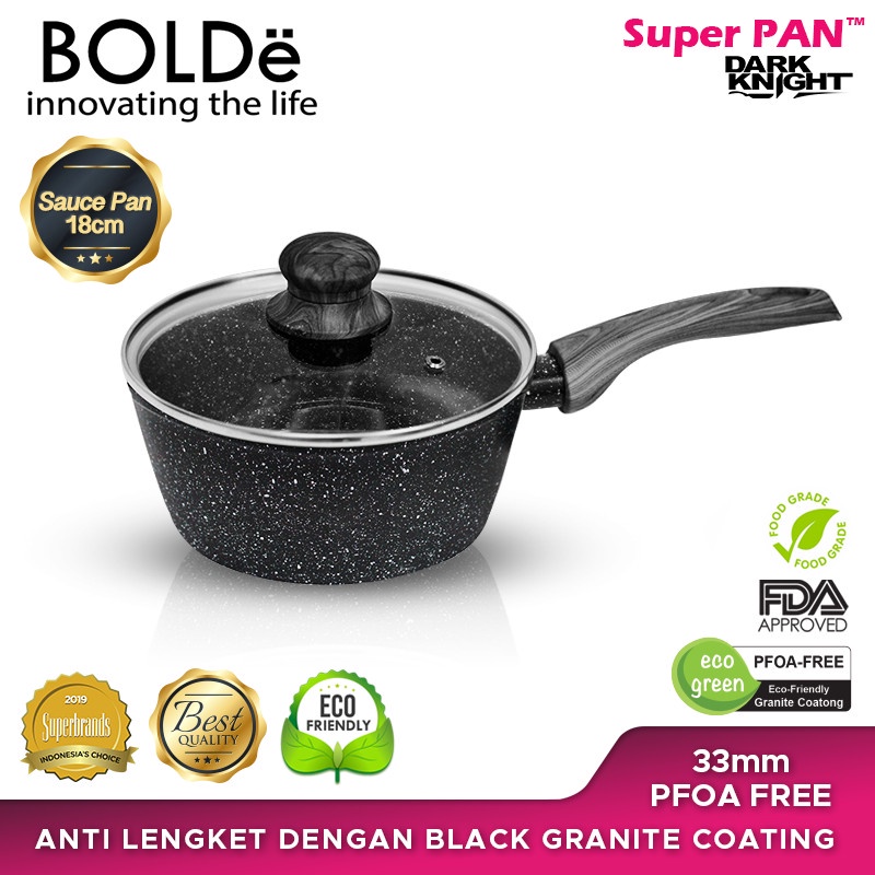 Jual Sauce Pan 18cm BOLDe Granite Ceramic Coating Pan with Glass Lid ...