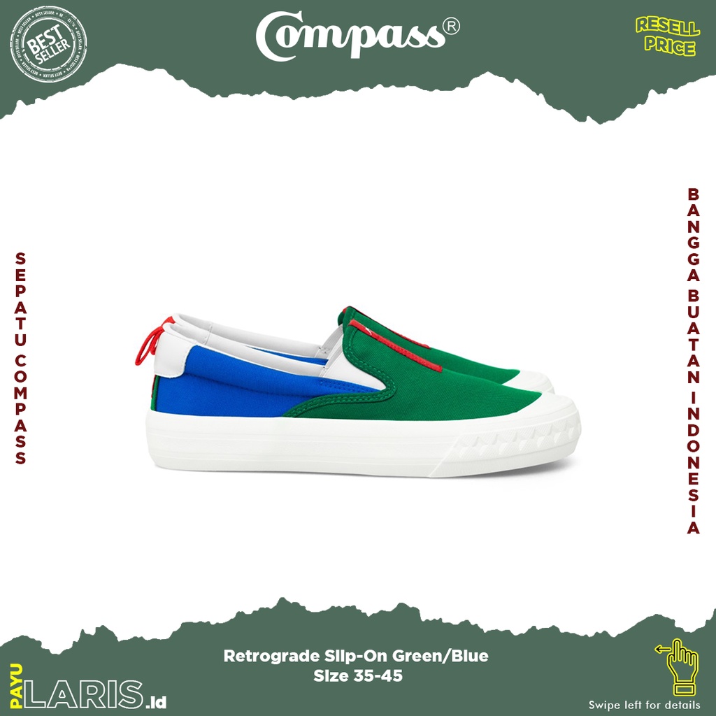 Jual Compass Retrograde Slip-On Green/Blue (ORIGINAL) | Shopee Indonesia