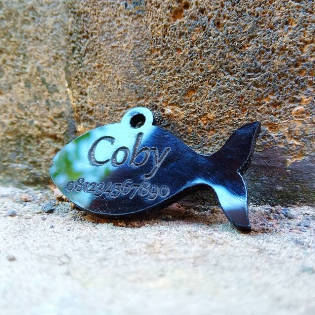 Jual PAWTASTIC CAT TAG FISH SHAPE BLACK / NAME TAG KUCING BENTUK IKAN ...