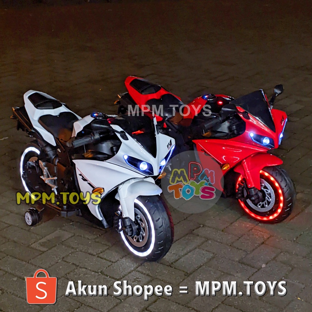Jual Mainan Motor Aki Anak GP R1 YAMAHA R1 Roda Lampu dan Gas Tangan GP ...