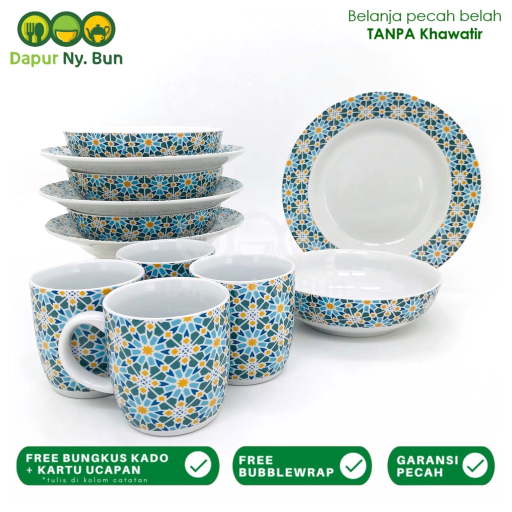 Jual Dinner Set Isi 12pcs Motif Batik MAROKO / Perlengkapan Makan ...