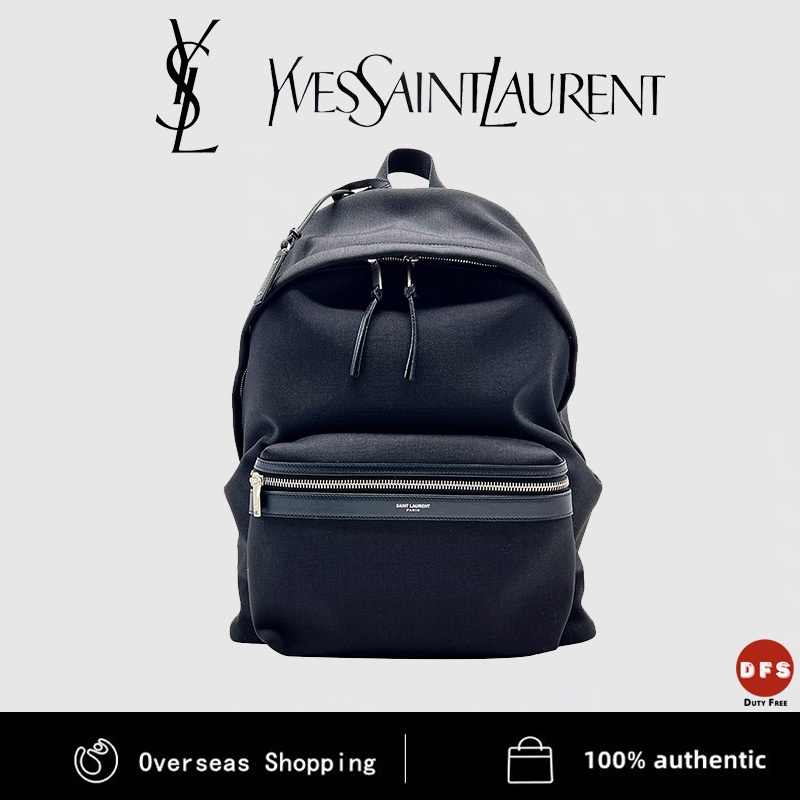 Jual YSL Classic Logo Plain Canvas Zipper Backpack (539467-Black ...