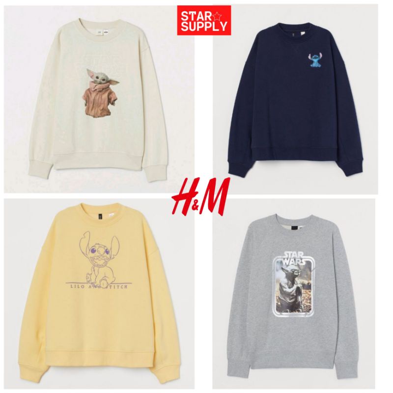 Jual Crewneck hm star wars baby yoda light beige / master yoda grey ...