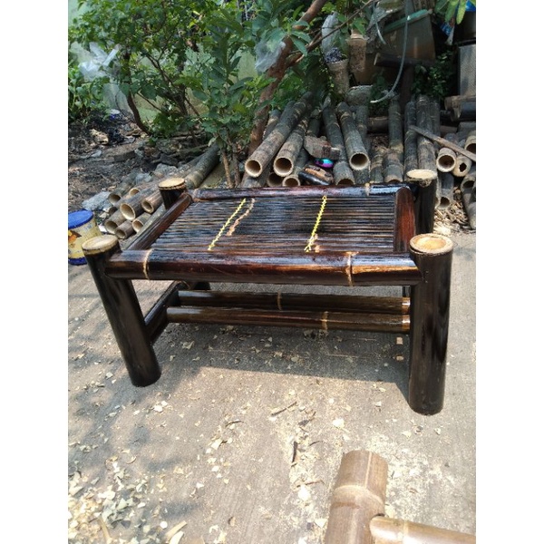Jual meja lesehan bambu hitam/Wulung, meja makan, meja santai, meja ...