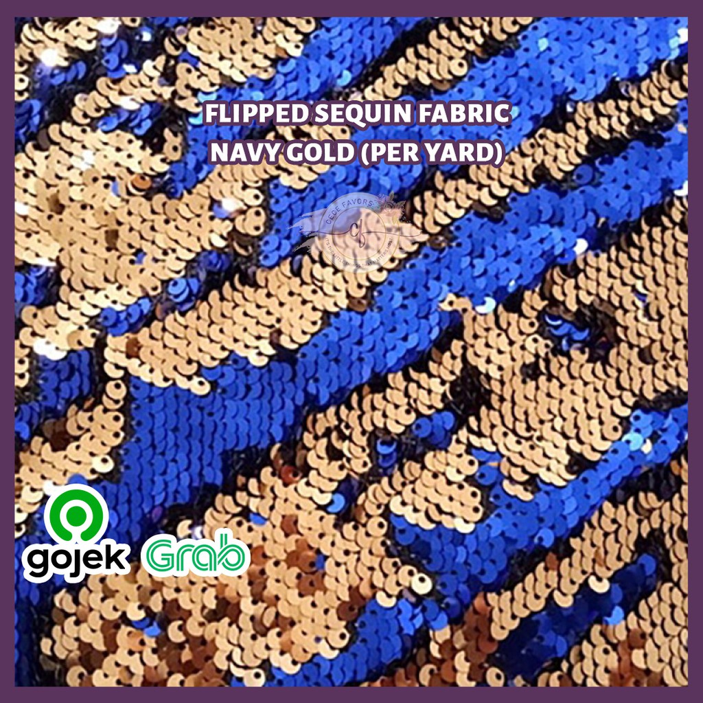 Jual Kain Sequin Flipped Sequin Fabric - Navy Gold Indonesia|Shopee ...