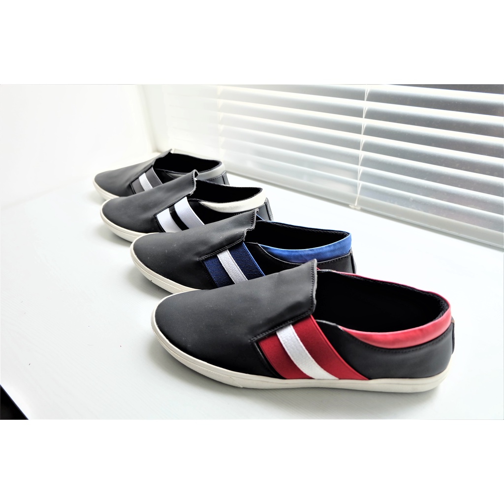 Jual Sepatu Slip On Slop Sneakers Formal Pria Casual Semi Kulit Biru ...