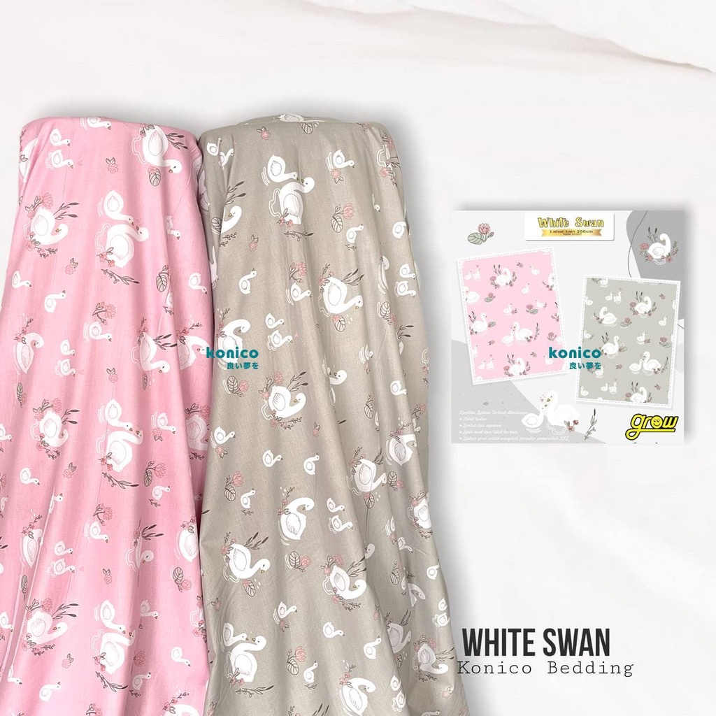 Jual KONICO Bahan Kain Sprei katun Motif tabur Anak WHITE SWAN | ELBHE STAR CATRA GROW (METERAN ...