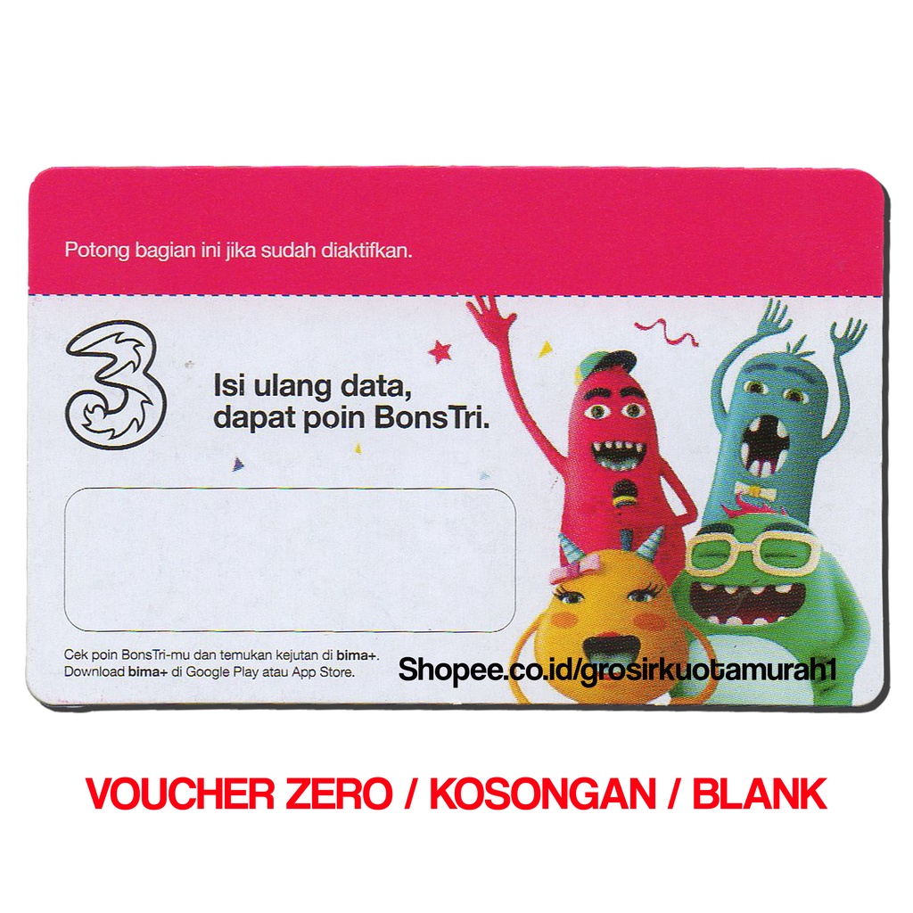 Jual VOUCHER TRI ZERO / KOSONGAN / BLANK | Shopee Indonesia