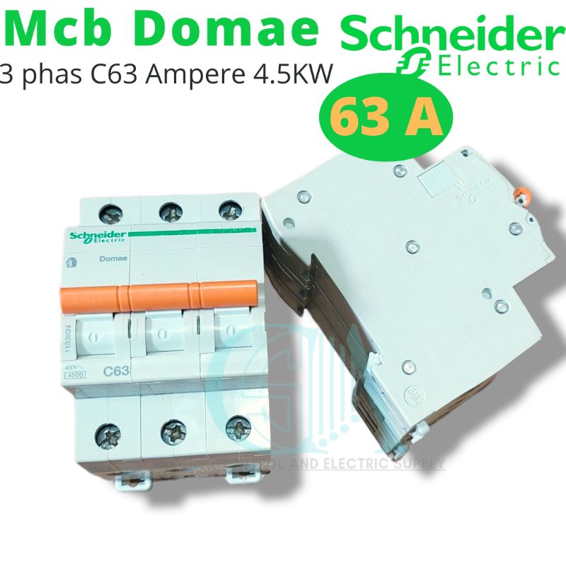 Jual Schneider Domae MCB 3P 63A 3 phase 63 Ampere pengaman stopkontak 4.5kw Mini Circuit Breaker ...