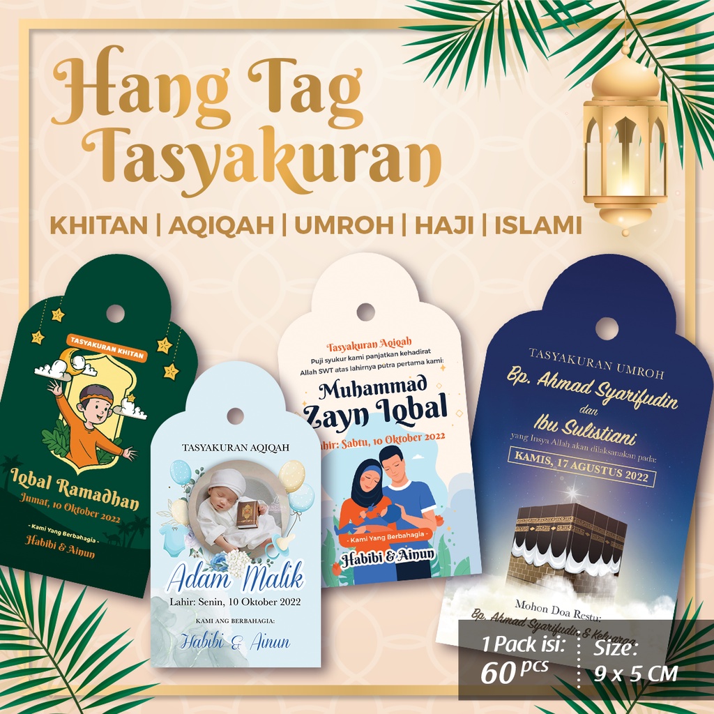 Jual Hang Tag Tasyakuran/ Aqiqah/ Khitan/ Haji/ Umrah/ Tema Islami ...