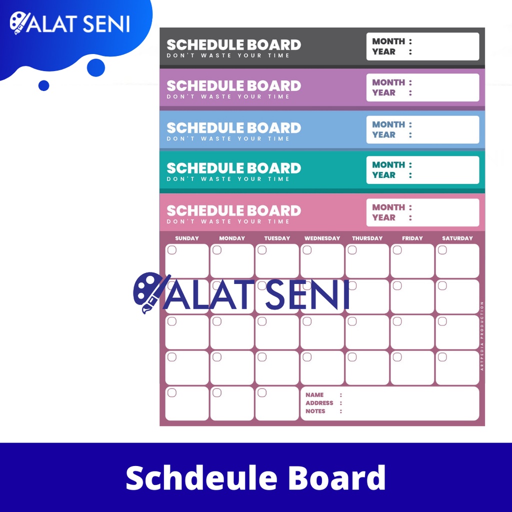 Jual Paket Schedule Board / Schedule Board Warna Dasar dan Pastel ...