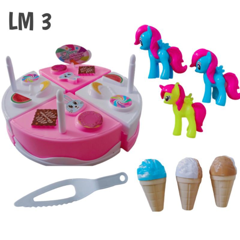 Jual MAINAN ANAK KUE ULANG TAHUN/KUE TART+KUDA PONI DAN ES KRIM LM 3 ...