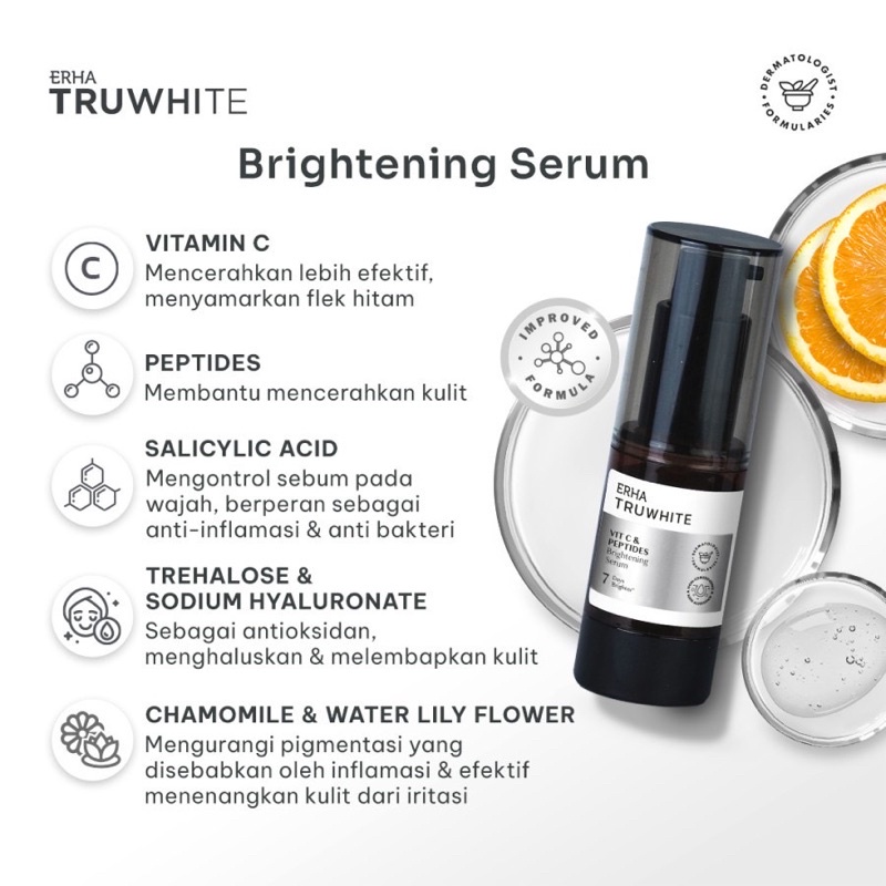 Jual ERHA Truwhite Vit C & Peptides Brightening Serum 20ml & Night ...