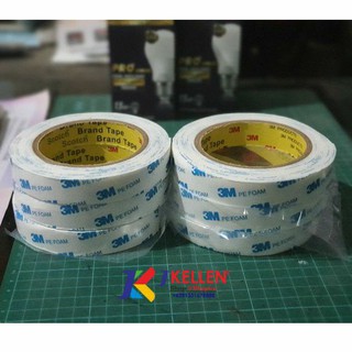 Jual Double Tape 3M Doble Tip Busa Putih PE Foam White Permukaan Lem 2 ...