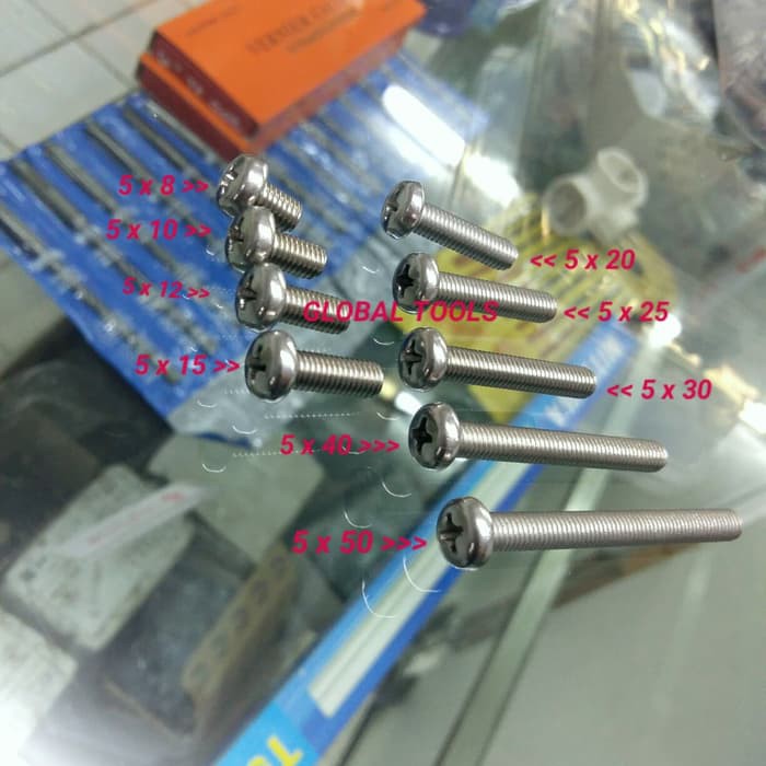 Jual Baut obeng kembang ss m5 x 10 baut JP 5x10 JP SS 5 x 10 pan phlip ...