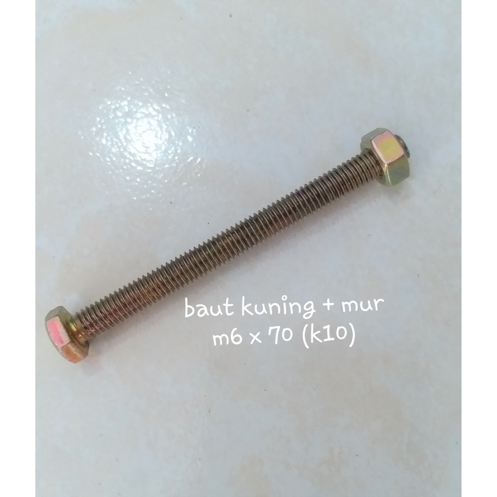 Jual baut kuning + mur m6 x 70 isi 10 | Shopee Indonesia
