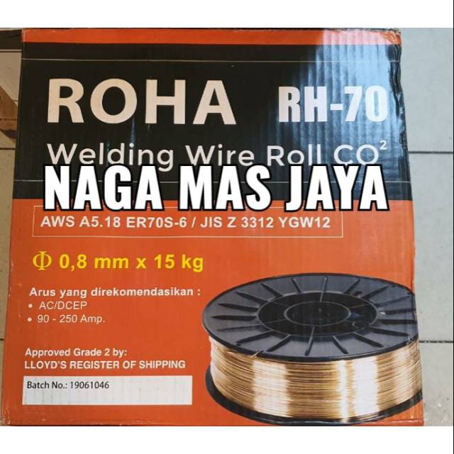 Jual KAWAT LAS CO2 ROHA ER70S-6 0.8MM / WELDING MIG WIRE CO ER 70S-6 0. ...