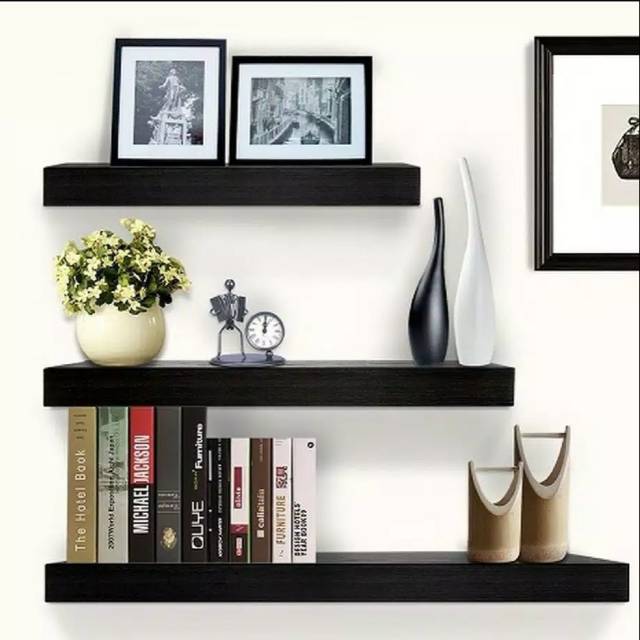 Jual Rak dinding minimalis 1 set dapat 3 pcs @ 40, 30, 20 x 12 x 4 cm ...