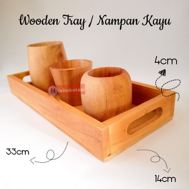 Jual Nampan kayu / Wooden tray mahoni 33x14x4cm | Shopee Indonesia