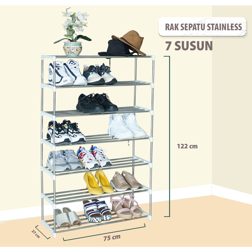 Jual Rak Sepatu Sandal 7 Susun Stainless Besar Portable Multifungsi ...