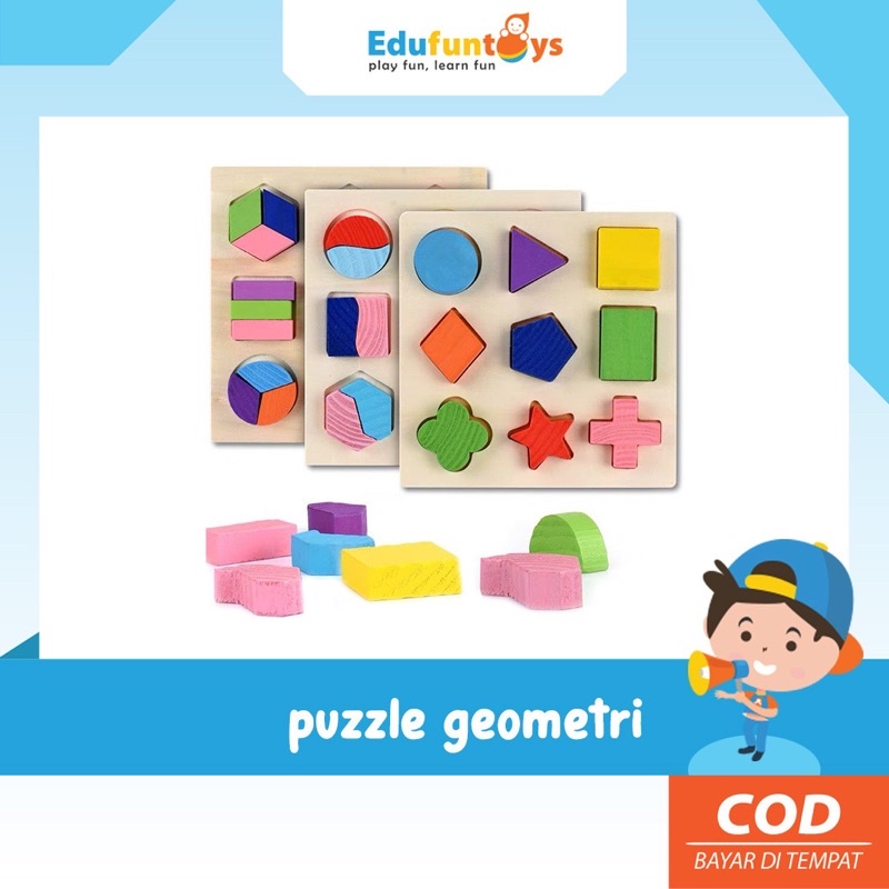 Jual Edufuntoys - PUZZLE GEOMETRI/ puzzle bentuk geo/ puzzle timbul 3d ...