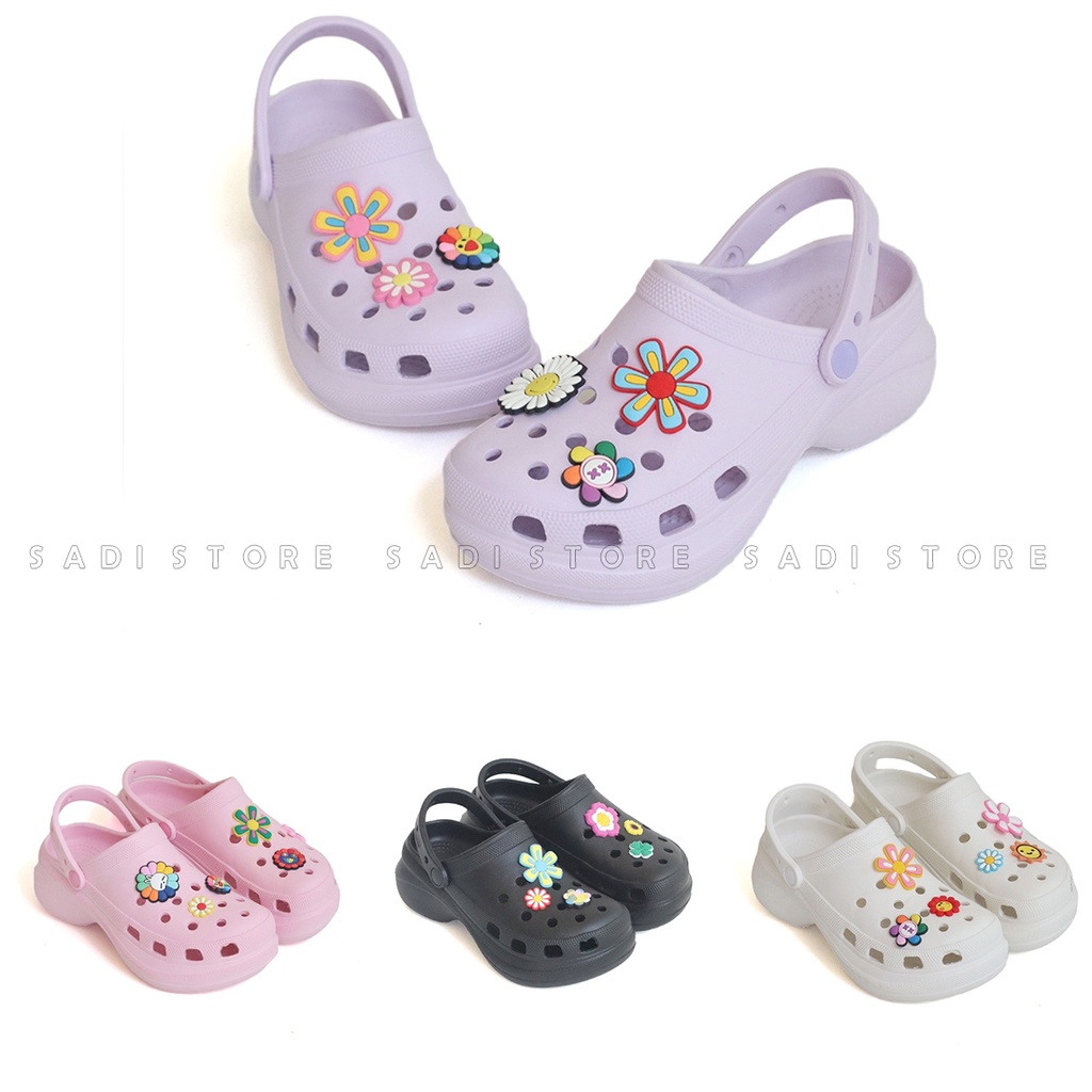 Jual Crocs Clasic Platform Clog Free Pin Flowers | Shopee Indonesia