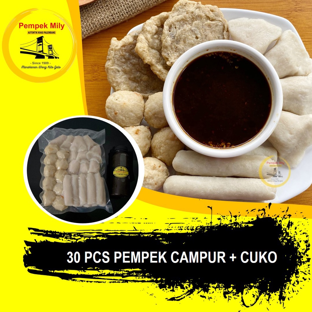 Jual Pempek Palembang Paket Pempek Campur 30pcs + 1 Botol Cuko ...