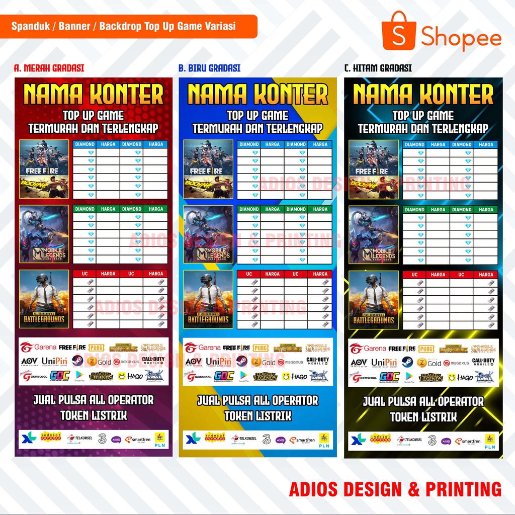 Jual BANNER GAME SPANDUK TOP UP GAME TERBARU | Shopee Indonesia