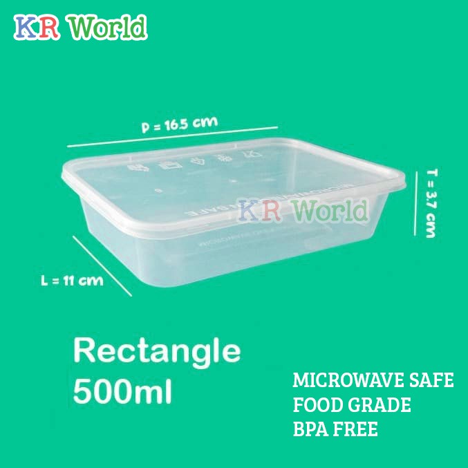 Jual (PER DUS) THINWALL RECTANGLE 500 ML/KOTAK PLASTIK PER DUS ISI 500 PCS | Shopee Indonesia