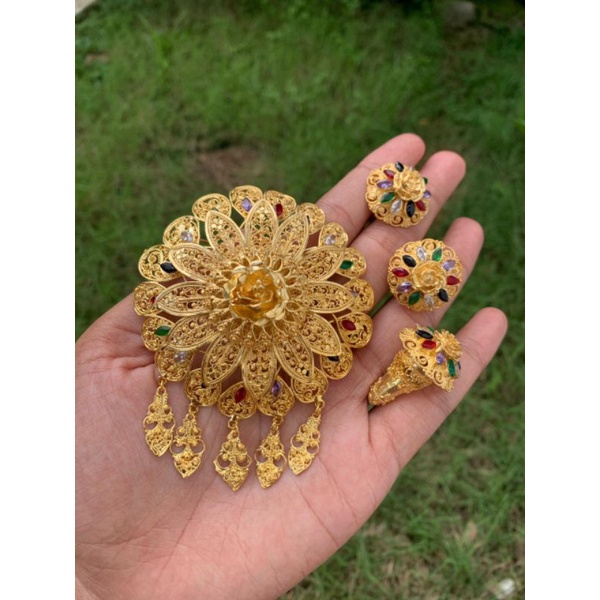 Jual Bross Alpaka Bali Permata Sirkon Asli | Perhiasan Bali Murah | Shopee Indonesia