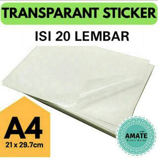 Jual Sticker Vinyl Transparant A4 (isi 20 Lembar) | Stiker Laminasi ...