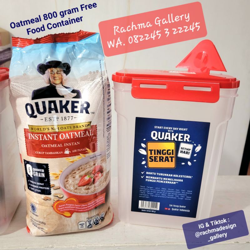 Jual Quaker Instant Oatmeal 800 Gram Free Food Container 1Pcs Quaker ...