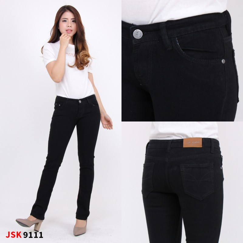 Celana Panjang Cutbray Jeans JSK Jeans Wanita 9111 Hitam Denim Cewek ...