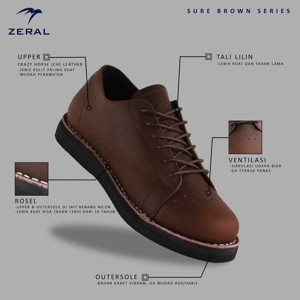 Jual SEPATU ZERAL BIG SIZE !! Sure Series Pria Formal sepatu kulit ...