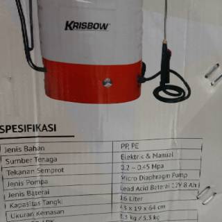 Jual krisbow sprayer electric manual 16L alat semprot pestisida ...