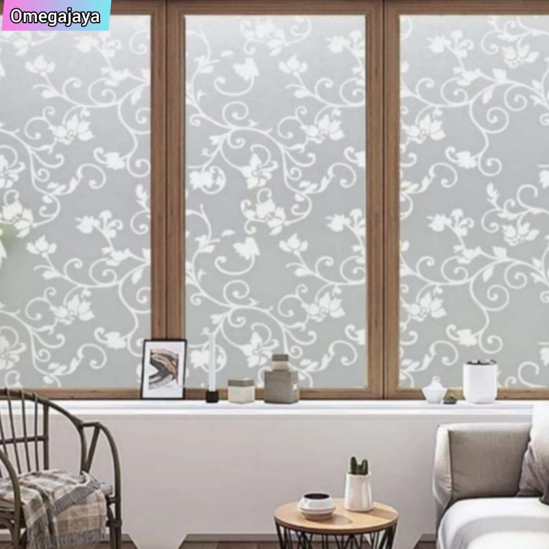 Jual Stiker Kaca L122CmxP50Cm Best Kualitas Anti Panas Bunga Putih ...