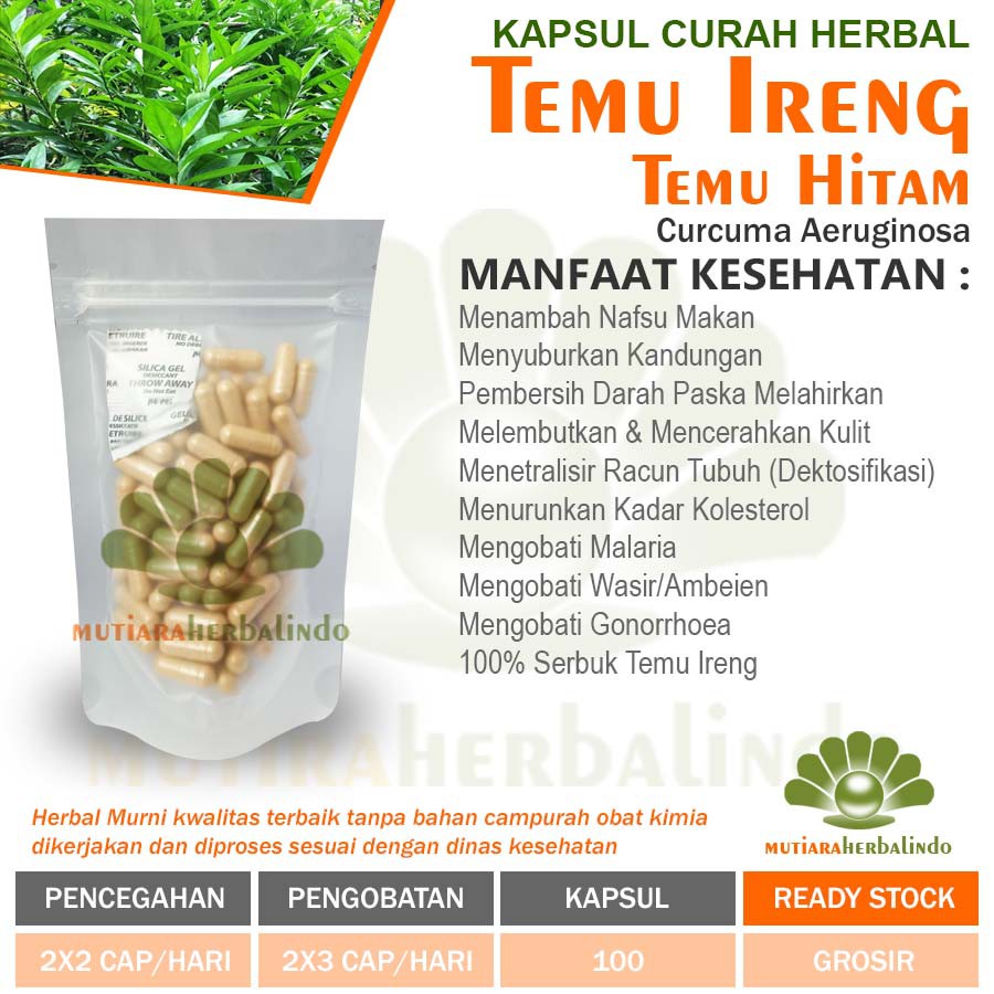 Jual TEMU HITAM IRENG 100 Kapsul Herbal Kesuburan Gonorrhoea Kurap ...