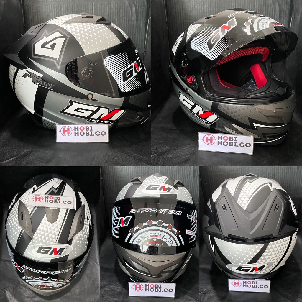 Jual Helm GM Race Pro Flash Black Silver Doff Single Visor Smoke Helm ...