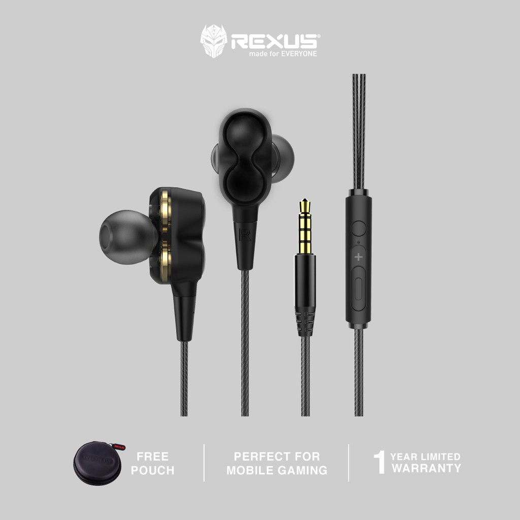 Jual Rexus Earphone Gaming EP3 Dual Driver With Mic | Shopee Indonesia