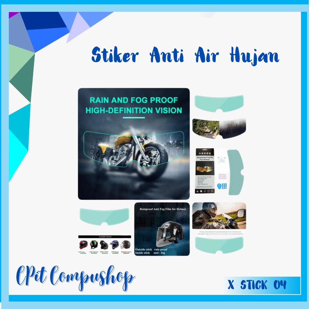 Jual Stiker Anti Air Hujan Sticker Kaca Film Helm Motor Helmet Visor ...