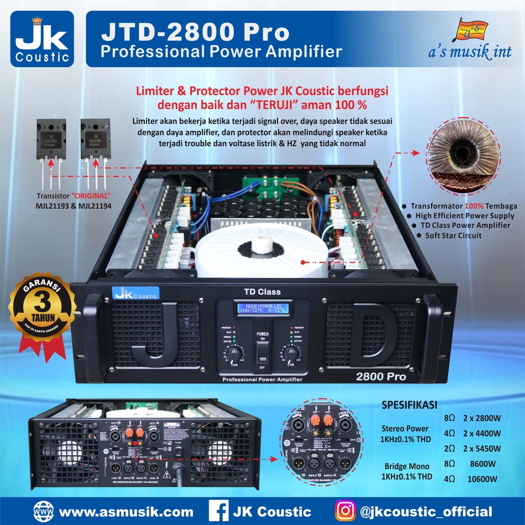 Jual Power JTD 2800 JK Coustic Power Amplifier | Shopee Indonesia