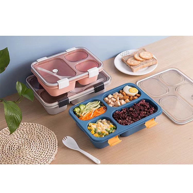 Jual Kotak Makan Sekat FREE SENDOK / Lunch Box Sekat / Kotak Bekal Sekat PREMIUM ANTI TUMPAH ...