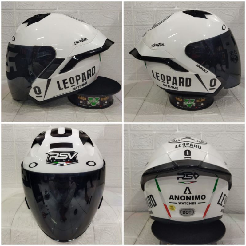 Jual RSV HELM SV300 FLAIN WHITE PAKET GANTENG LEOPARD VISOR IRIDIUM ...